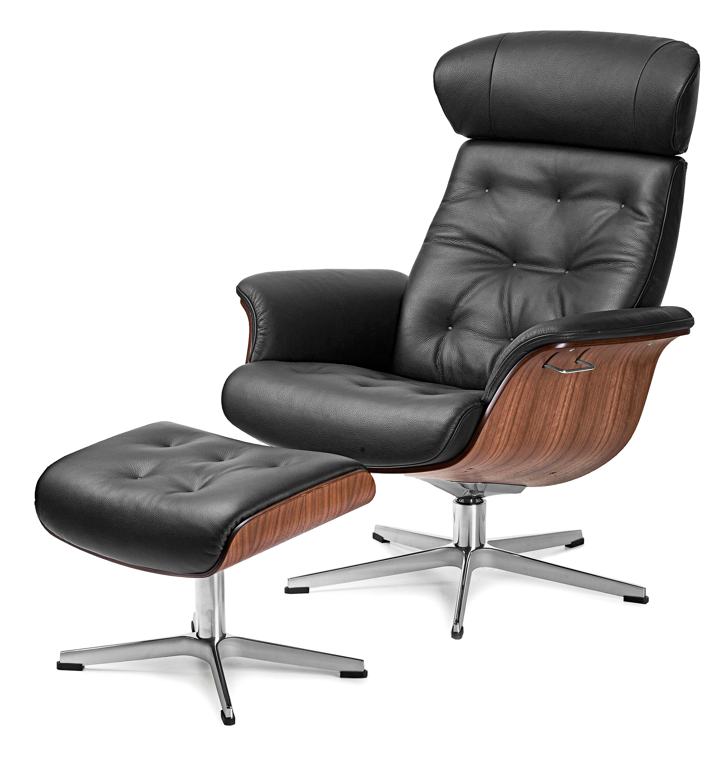 Drehsessel mit Hocker Leder