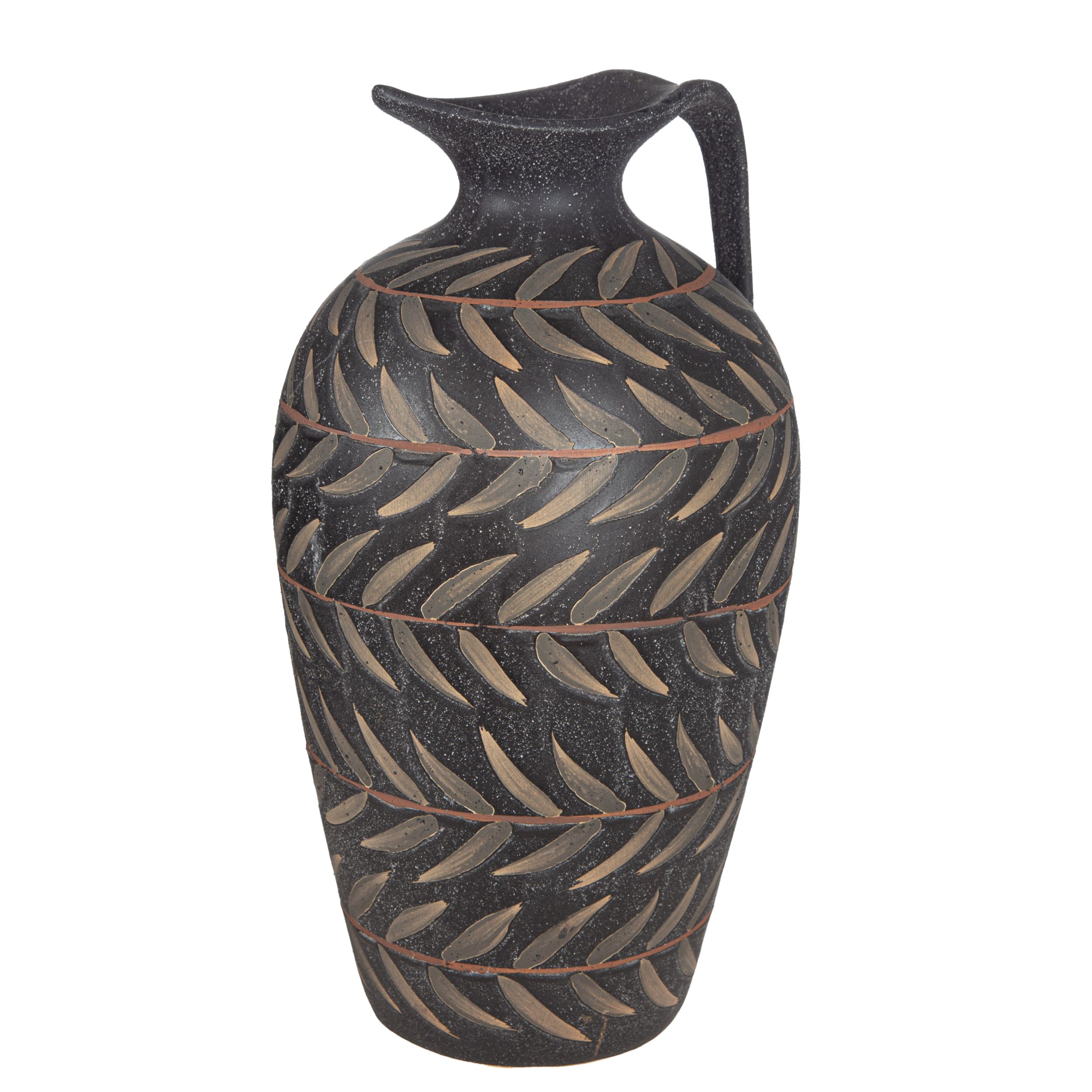 Gilde Krug / Vase 36cm schwarz grün Keramik
