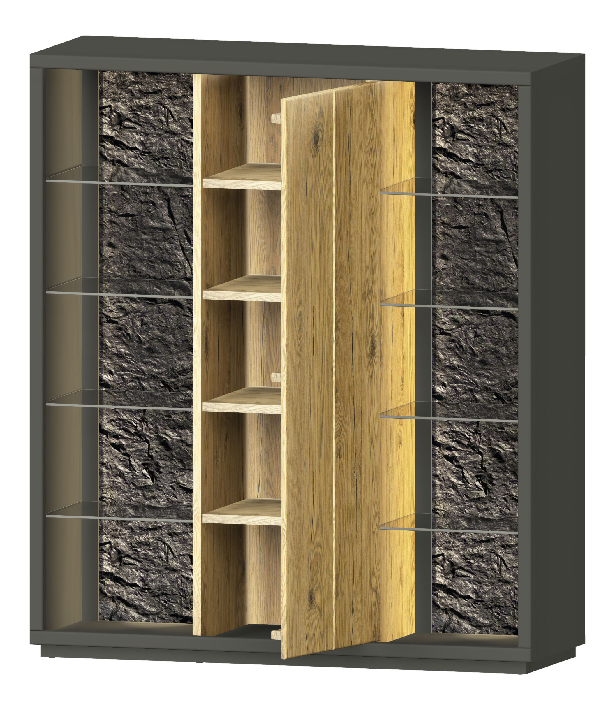 Highboard braun Holz massiv